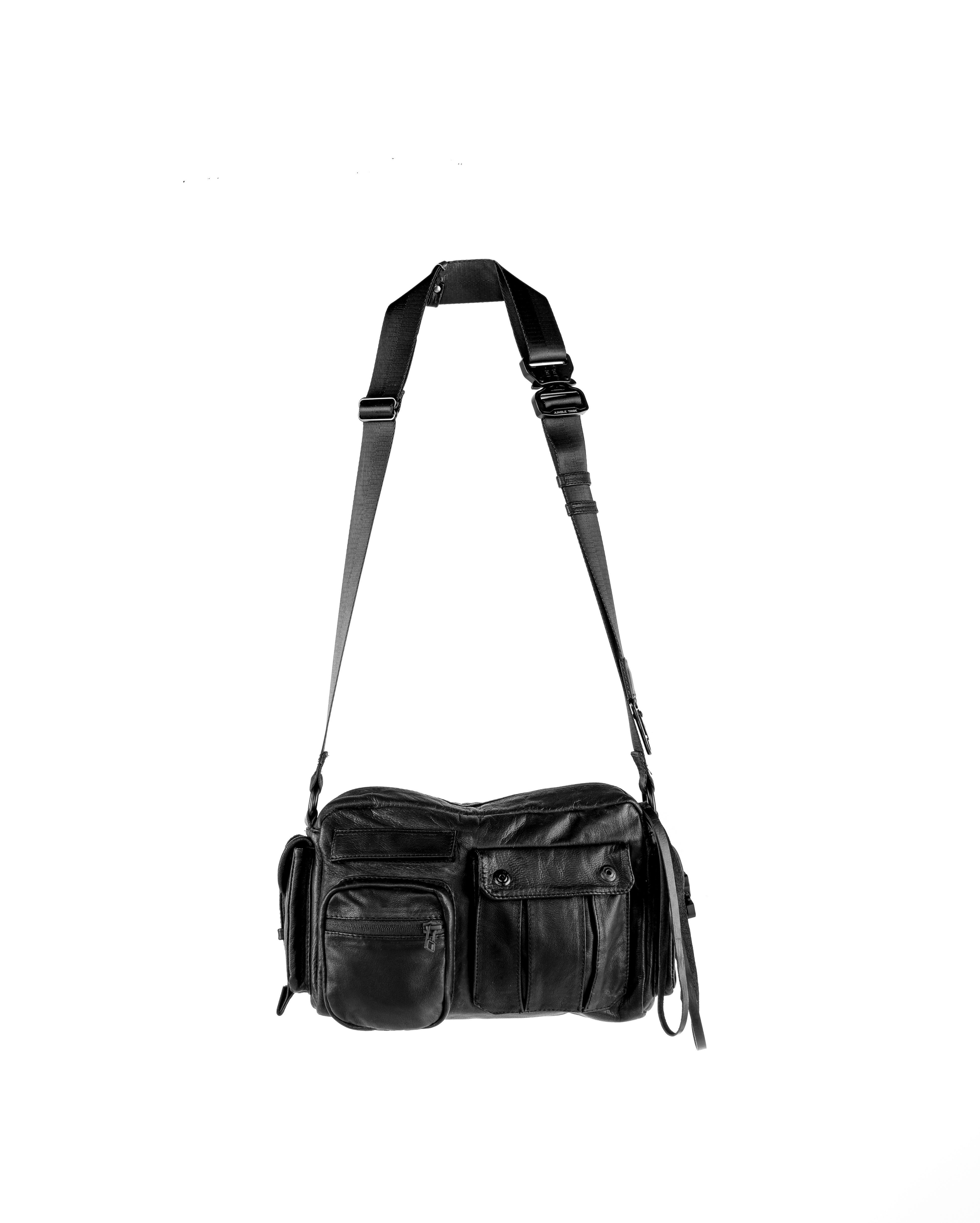 Tech 4 Black Leather Multifunctional Messenger Bag – Jungle Tribe LA