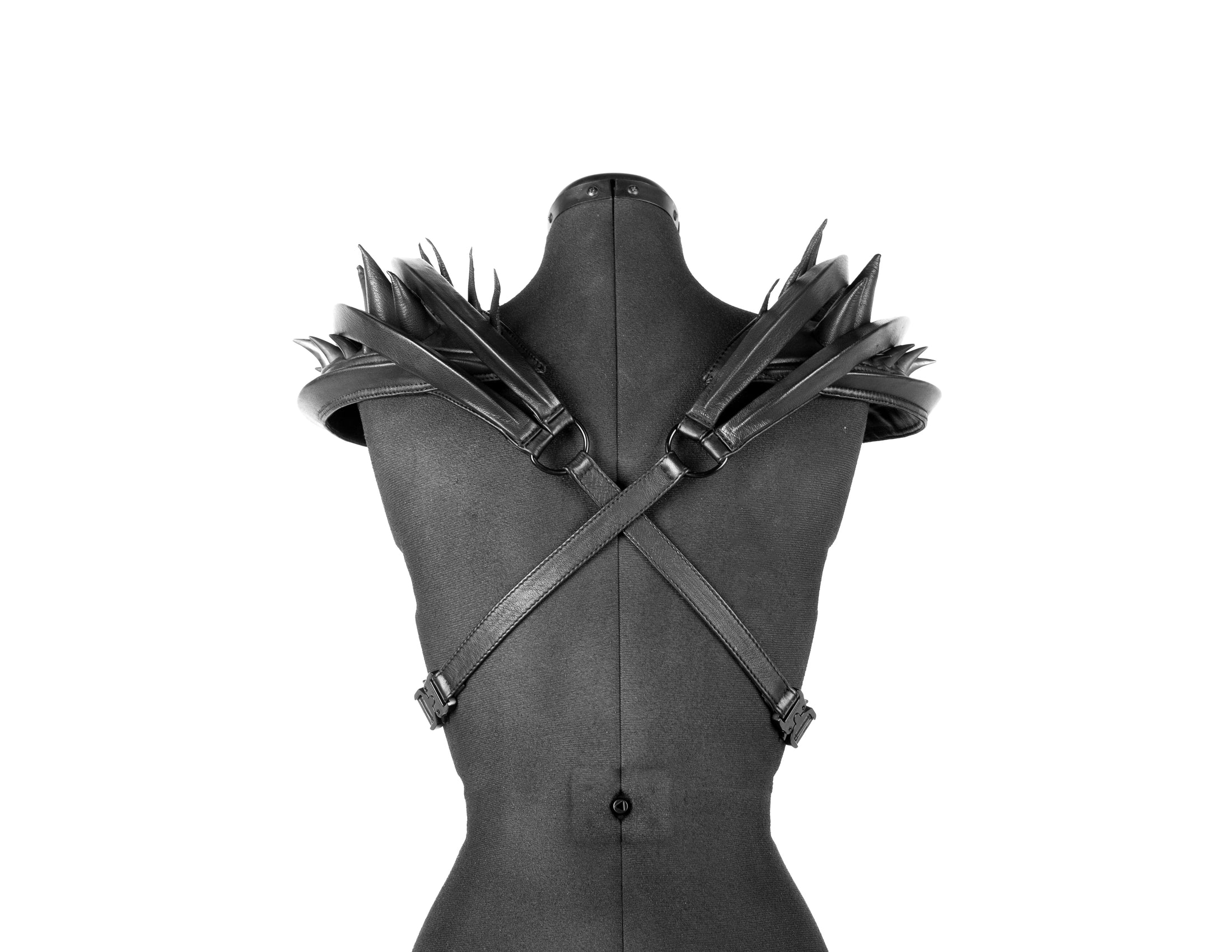 Modular Orbit Spiked Leather Harness + Epaulette – Jungle Tribe LA